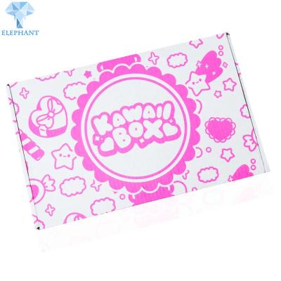 China Custom Customizable Retail Flat Diecut Pack Fancy Corrugated Kraft Packaging Kawaii Mailer Boxes for sale