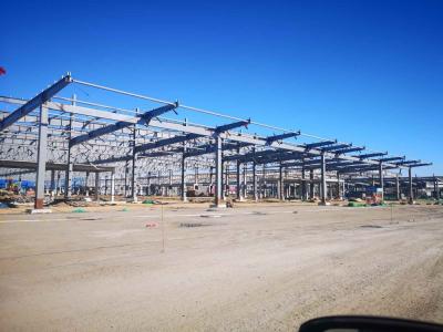 China Prefab Steel Warehouse Building Hot Dip Galvanized H Beam Structure 50 Year Durability for sale
