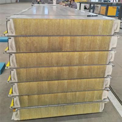 China Fireproof Rockwool Sandwich Panel 50-200mm Thickness Insulated Board for Wall Roof for sale