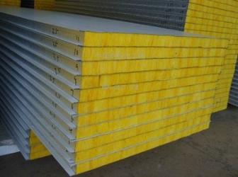 China Aluminum Foam RAL Color Customized Glasswool Exterior Wall Sandwich Panel 64kg/m3 Density for sale