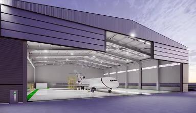 China Baodu 1000 Sqm Light Steel Structure Warehouse Building Prefabricated Hangar with Glass Wall for sale