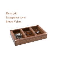 China Three Slots Black Walnut Jewelry Box Organizer For Wedding Rings Necklace Earring for sale