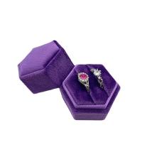 China Purple Velvet Hexagonal Ring Packaging Box Elegant Jewelry Gift Box Ideal Choice for sale
