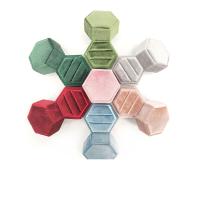 China G118 Pink Velvet Hexagon Ring Box Elegant Jewelry Organizer for Gifts for sale