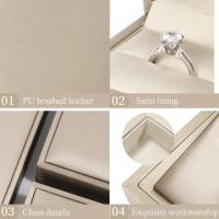 China PU Leather Fabric Gold Ring Packaging Box Customized With Statin Lining for sale