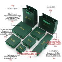China Dark Green Paper Jewelry Box 5x5x3cm Bowknot Ring Packaging Box for sale