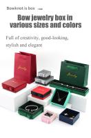 China Dark Green Paper Jewelry Box 5x5x3cm Bowknot Ring Packaging Box for sale