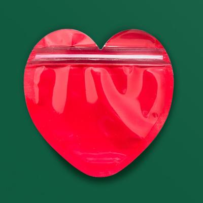 China Red Macaron Heart Self-Seal Jewelry Bags Ring Gift Packaging for Small Item Storage for sale