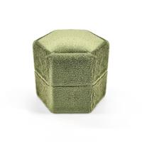 China G76 Olive Green Velvet Ring Packaging Box Elegant Jewelry Gift Box for All Occasions for sale