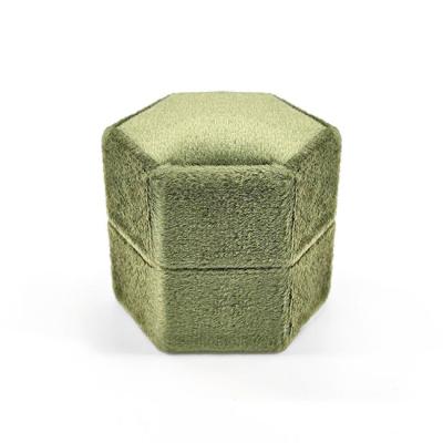 China G76 Olive Green Velvet Ring Packaging Box Elegant Jewelry Gift Box for All Occasions for sale