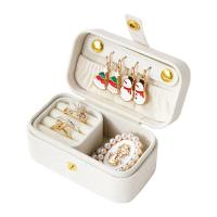 China Customizable Pearlescent White Mini Travel Jewelry Organizer Box Small Portable Storage Case 9.5*5*5cm for sale