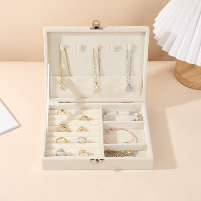 China White Velvet Jewelry Storage Box with Buckle , Jewelry Organizer Display Case for sale