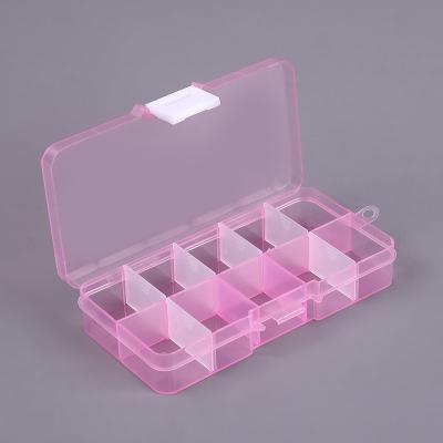 China Mini Pink 10 Grid PP Plastic Storage Box Removable Organizer 12.8x6x2.3cm Size for sale