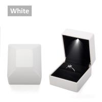 China LED Lighted White Piano Finish Jewelry Ring Packaging Box with Baking Paint and Flannelette Lining for sale