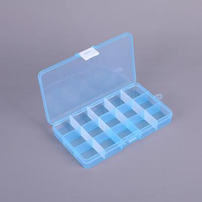 China 15 Grid Plastic Organizer Box Blue Storage Case for Jewelry Beads for sale