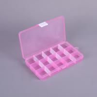 China 15 Grid Plastic Jewelry Organizer Box , Pink Removable Dividers Box for sale