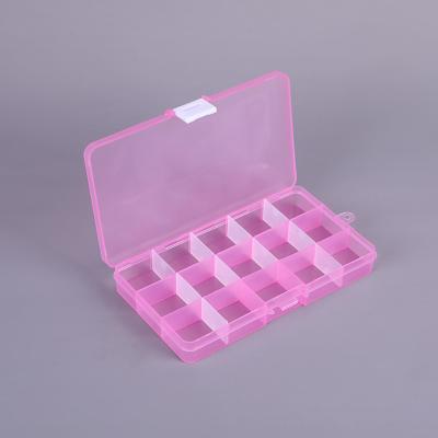 China 15 Grid Plastic Jewelry Organizer Box , Pink Removable Dividers Box for sale