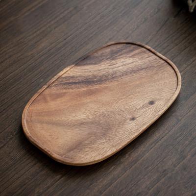 China Oval Walnut Wood Jewelry Display Tray Natural Luxurious Grain Fine Sanding Finish Eco-Friendly for sale