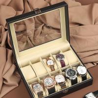 China Black 10 Slot Watch Storage Box Luxury PU Organizer Display Case 0.8kg for sale