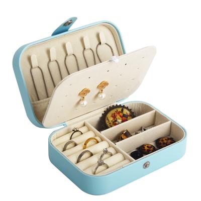 China Blue Bedroom Jewelry Storage Box For Rings Necklaces And Earrings for sale