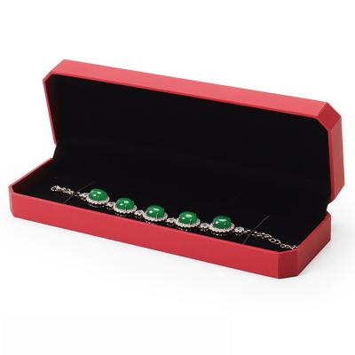 China Red Leatherette Octagon Bracelet Box Jewelry Packaging for sale