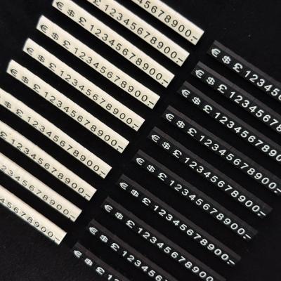 China 5 X 3 Mm Black White Mini Price Tag Cube with Currency Symbol for Jewellery Display for sale