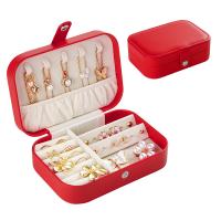China Durable Elegant Jujube Red PU Leather Jewelry Organizer Box with Velvet Lined Interior for sale