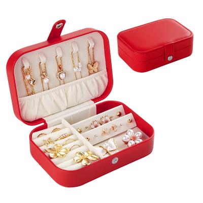 China Durable Elegant Jujube Red PU Leather Jewelry Organizer Box with Velvet Lined Interior for sale