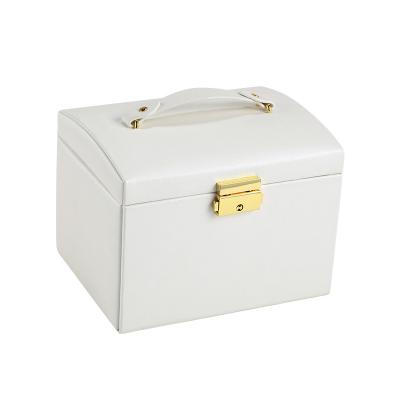 China PU Leather 3 Layer Jewelry Box with Mirror Large Capacity Storage Organizer 18 × 15 × 14 cm for sale