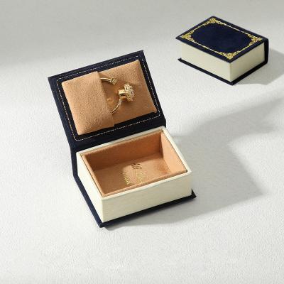China Vintage Book Style Mini Ring Box with Premium Microfiber and Compact 4.0 × 5.6 × 2.2 cm Size for Jewelry Display for sale