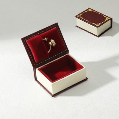 China Vintage Book Style Mini Ring Box in Synthetic Leather Paper for Jewelry Display and Gift Packaging 4.0 × 5.6 × 2.2 cm 21g for sale