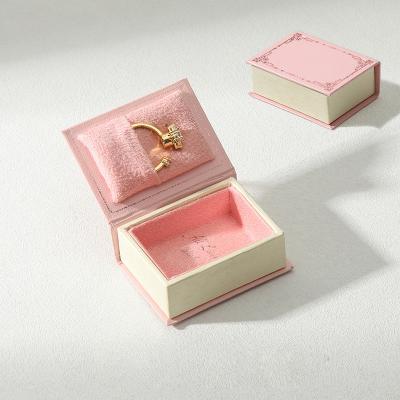 China Pink Synthetic Leather Paper Retro Book Design Ring Box Jewelry Gift Case for sale
