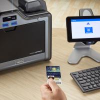 China HID FARGO HDP5000E High Definition ID Card Printer with 300 dpi Resolution and High-definition Retransfer Printing at 133 Cards per Hour for sale