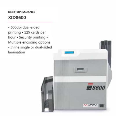 China Matica XID 8600 Retransfer Card Printer with 600 DPI High-Resolution, Microtext and Covert UV Printing, and Dual-Sided Printing for sale