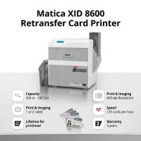 China Matica XID8600 Retransfer Card Printer with 600dpi High Definition Single-Sided Retransfer Printing and Microtext Security for sale
