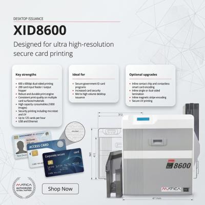 China Identis XID8600 High Volume Retransfer Card Printer with 1000 Images Ribbon Capacity and 600 dpi Resolution for sale