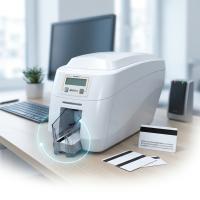 China Magicard 300NEO Uno Mag Single Sided ID Card Printer ISO 7811 Magnetic Stripe Encoder 70 Card Stacker for sale