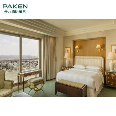 China Antique Wooden Guest Bedroom Set with 1800x2000mm Bed Base and 1200x600mm Writing Desk for Hotel Furniture for sale