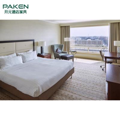 China Solid Wood Hotel Bedroom Furniture Set with 3000mm Headboard and 2500mm TV Cabinet - Customizable Commercial Grade for sale