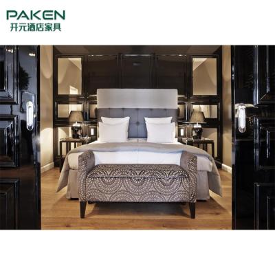 China Custom Resort Bedroom Furniture Set with 2000mm Bed Base and 2400mm Wardrobe for Hotel Accommodations for sale