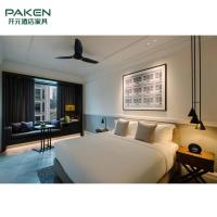 China Dark Walnut Wood Complete Bedroom Set with 1800mm Bed Base and 2400mm Wardrobe for Apartments and Hotels for sale