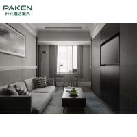 China Dark Walnut Wood Complete Bedroom Set with 1800mm Bed Base and 2400mm Wardrobe for Apartments and Hotels for sale