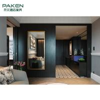 China Dark Walnut Wood Complete Bedroom Set with 1800mm Bed Base and 2400mm Wardrobe for Apartments and Hotels for sale