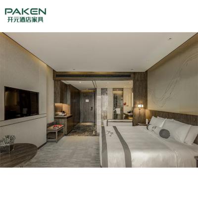 China 5 Star Hotel Solid Wood King Size Bedroom Set 1800x2000mm with E1 Grade Materials and Fire Retardant Upholstery for sale