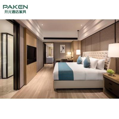 China Custom Oak Wood Hotel Furniture Suite with 1800x2000mm Bed Base and 2000x2200mm Wardrobe for 3-5 Star Hotels for sale