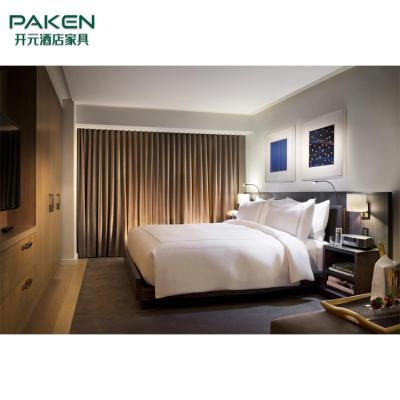 China Waterborne Paint Oak Wood Hotel Furniture Suite - 1800mm Bed Base, 2400mm Wardrobe for Holiday Inn Applications for sale
