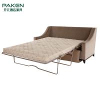 China Commercial Yellow Fabric Hotel Sofa Bed with Metal Legs - 1200-1600mm Width, E1 Grade Plywood Frame for sale