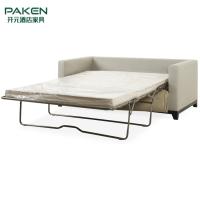 China Commercial Yellow Fabric Hotel Sofa Bed with Metal Legs - 1200-1600mm Width, E1 Grade Plywood Frame for sale