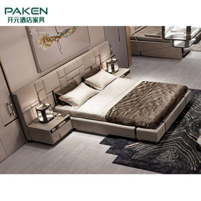 China Custom Luxury Villa Bedroom Furniture with 3000mm Bedboard and 45kg/m³ High-Density Foam for sale