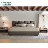 China Custom Luxury Villa Bedroom Furniture Modern Bed 2000mm x 2000mm with 45kg/m³ High Density Foam for sale
